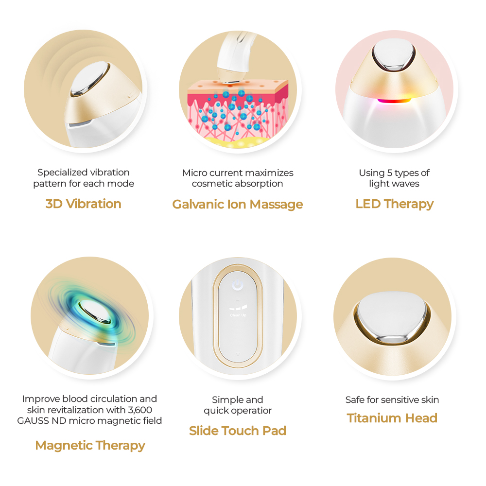 VANAV UP6 Facial Massager device For Skincare Galvanic vibration 6 in 1