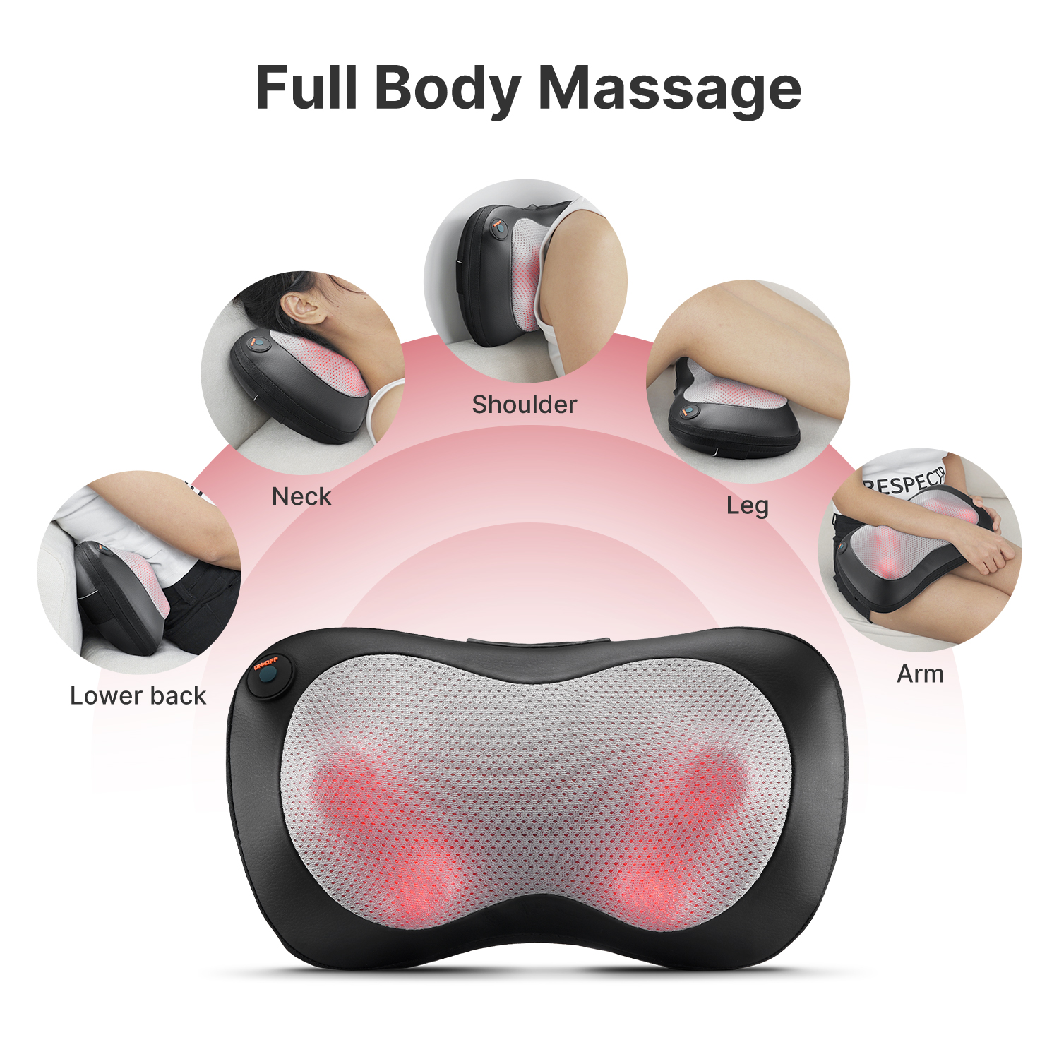 PUREHEAL Pillow Massager Deep Kneading Shiatsu Massage Heating Function ...