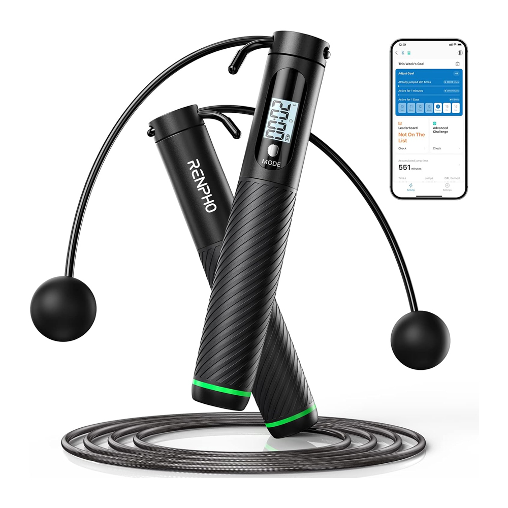 RENPHO Cordless Jump Rope Weighted Jump Rope with Counter Jump Ropes ...